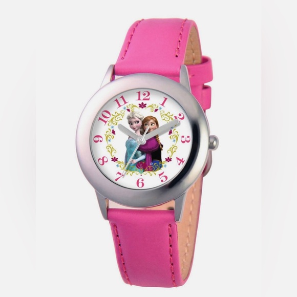 Disney | Accessories | Disney Frozen Elsaanna Pink Leather Tween Watch ...
